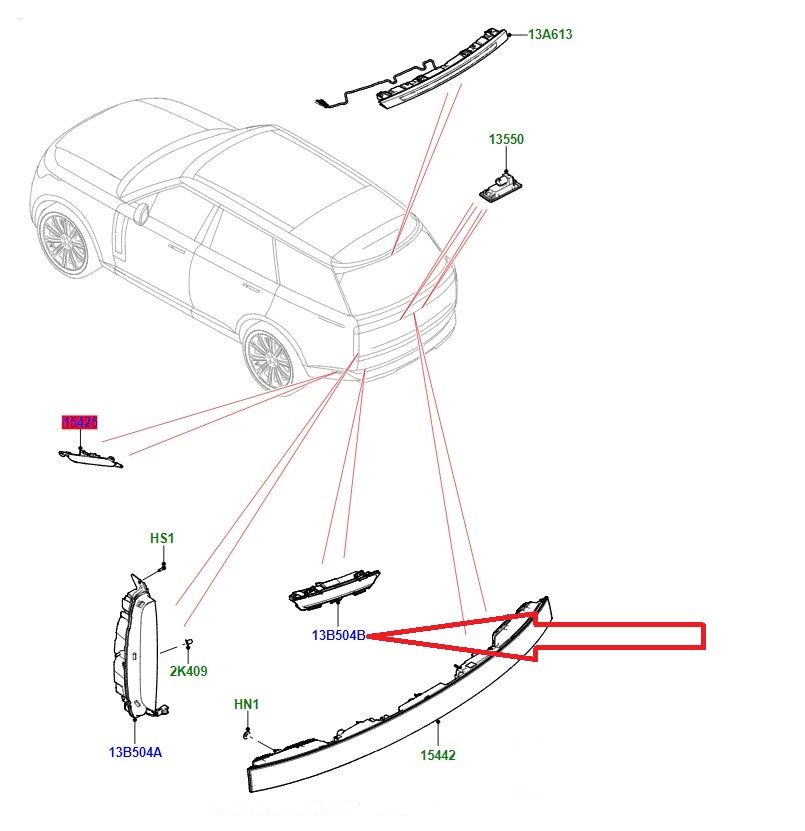 453123548 LR152295 Arka Tampon Lambası Sağ Range Rover | Land Rover ...